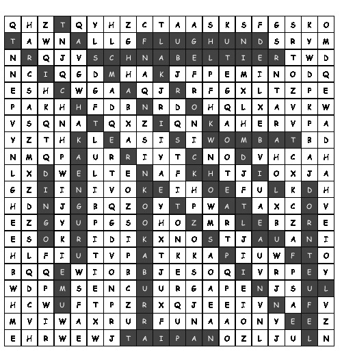 Arbeitsblatt "Tiere in Australien" - SUCHSEL mit 13 versteckten Wörtern