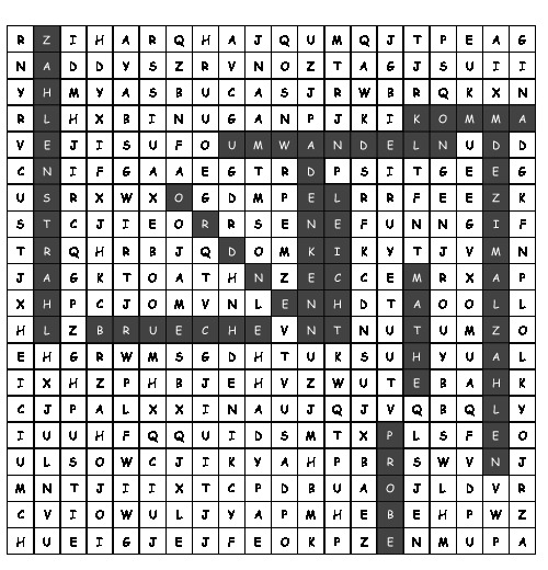 Arbeitsblatt "Dezimalzahlen" - SUCHSEL mit 10 versteckten Wörtern